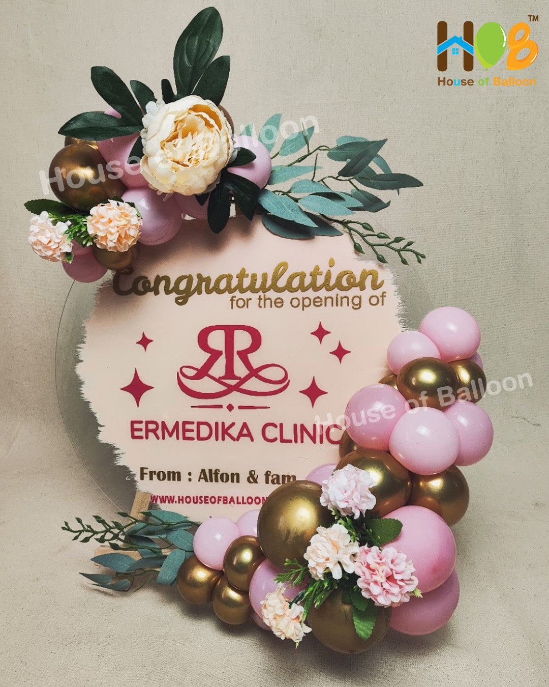 Acrylic Table Parcel Balon Bunga Small 40 cm / Papan Ucapan Bandung ...