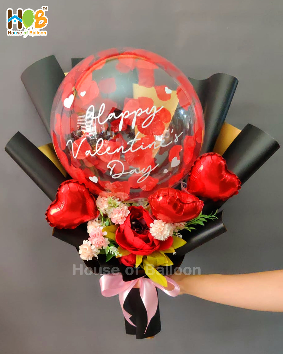 Round Bouquet Text - Buket Bunga Balon – House of Balloon
