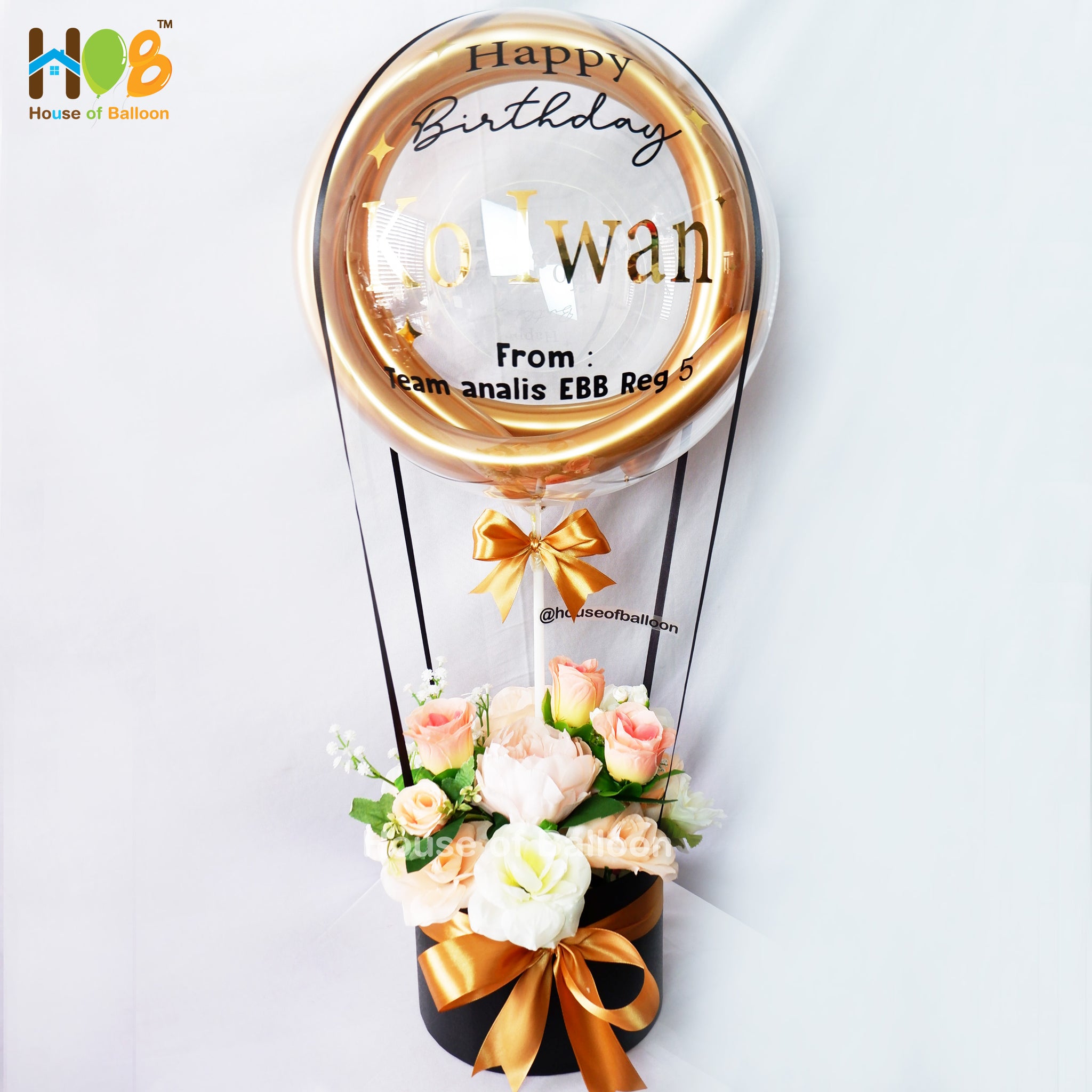 Parcel Balon Gift Flower Box Clear Custom Text – House of Balloon