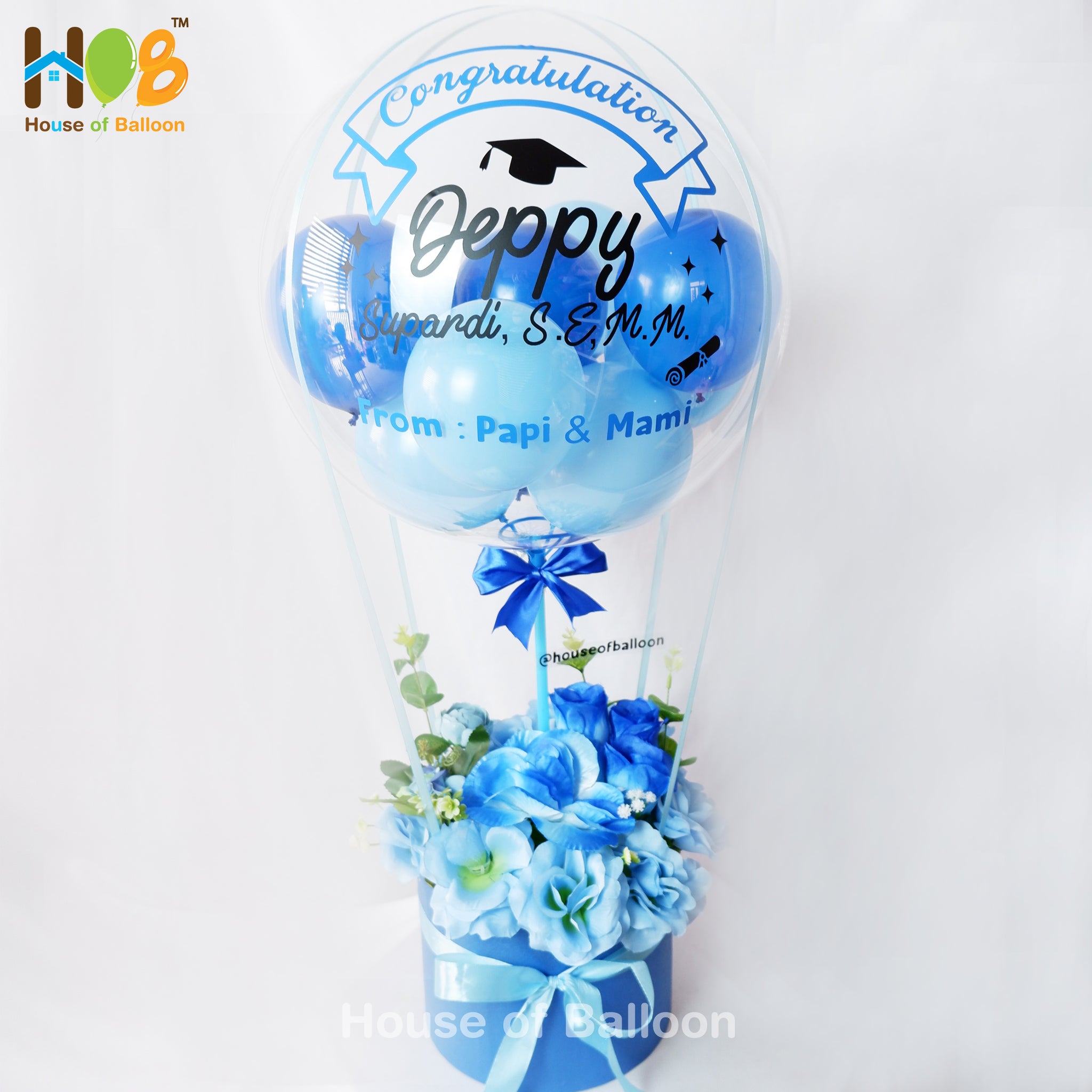Parcel Balon Gift Flower Box Clear Custom Text – House of Balloon