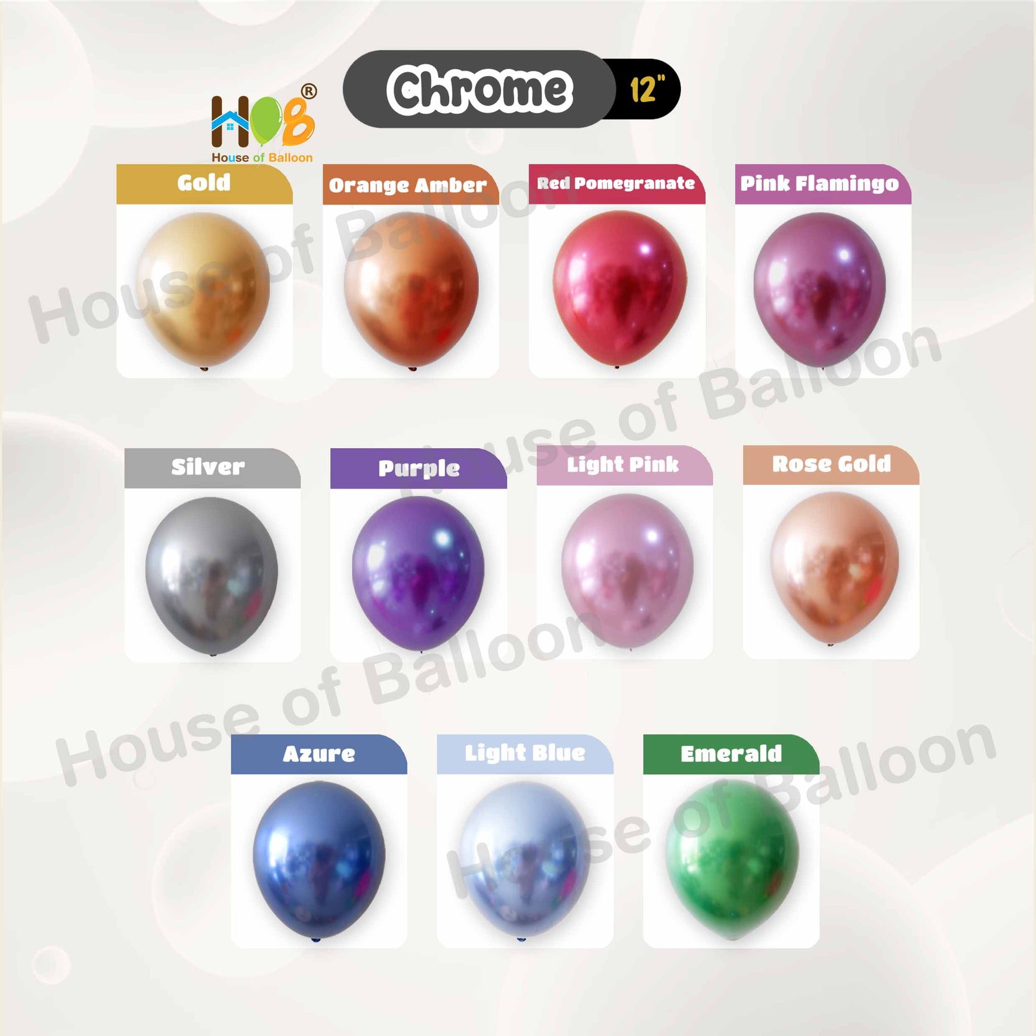 Balon Latex Premium Tebal 12 inch Metalik Chrome – House of Balloon